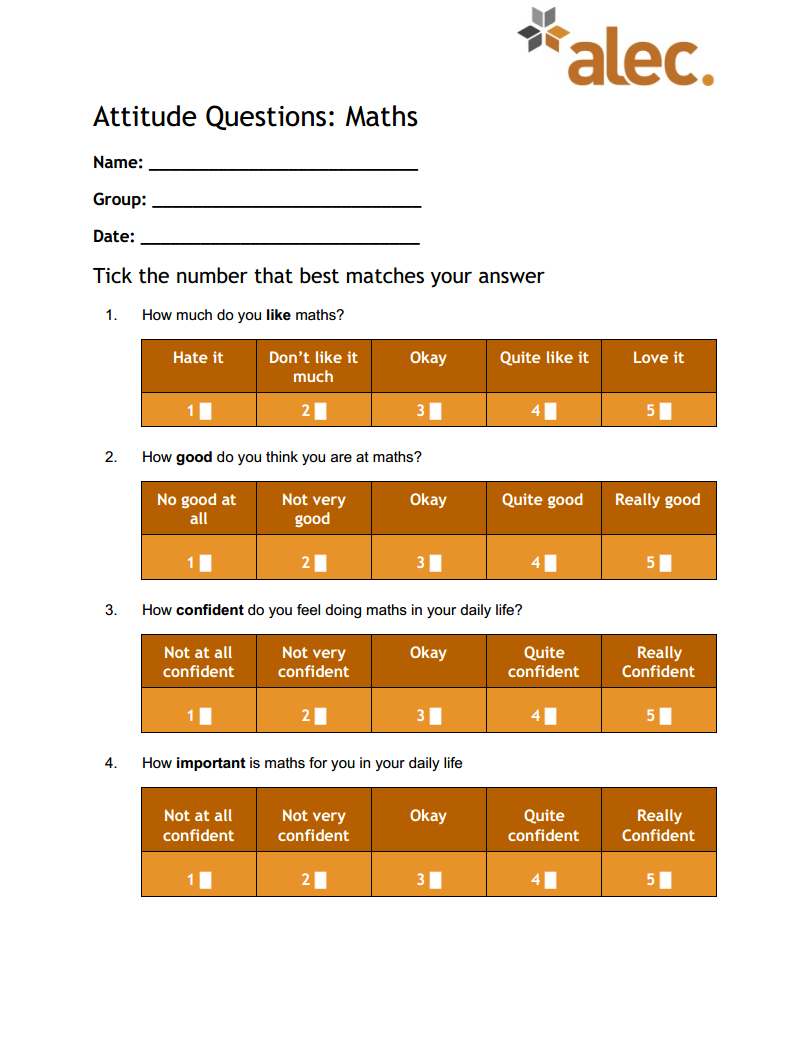 Printable learner attitude questions for reading and maths for adult ...
